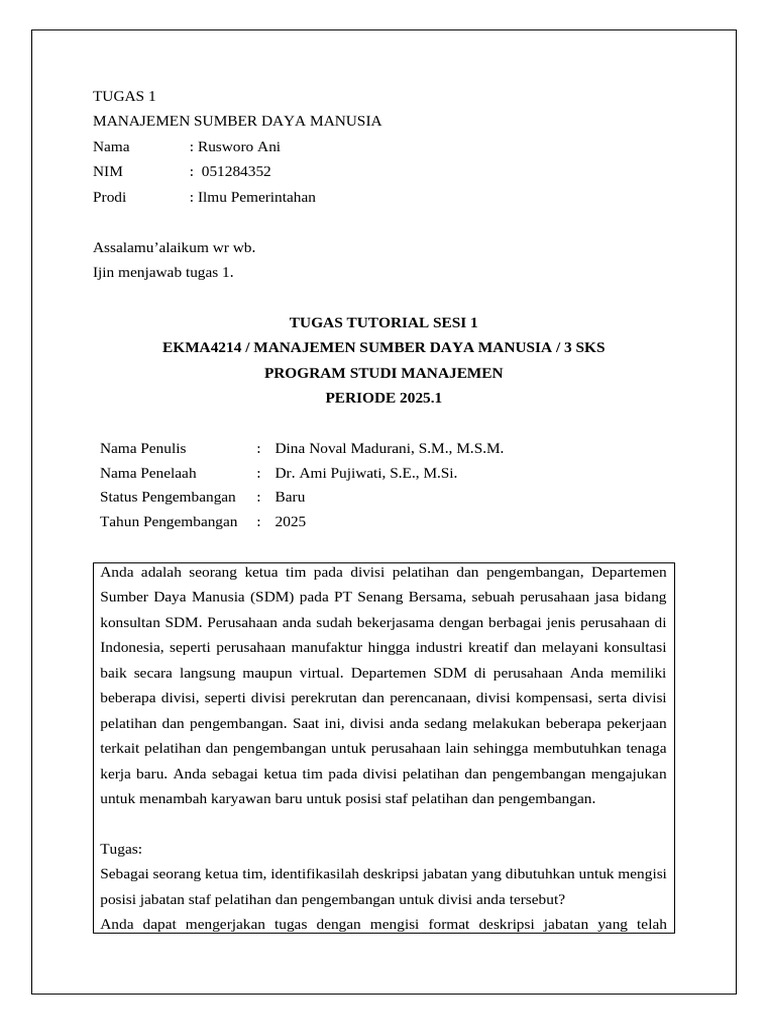 MANAJEMEN SUMBER DAYA MANUSIA | PDF