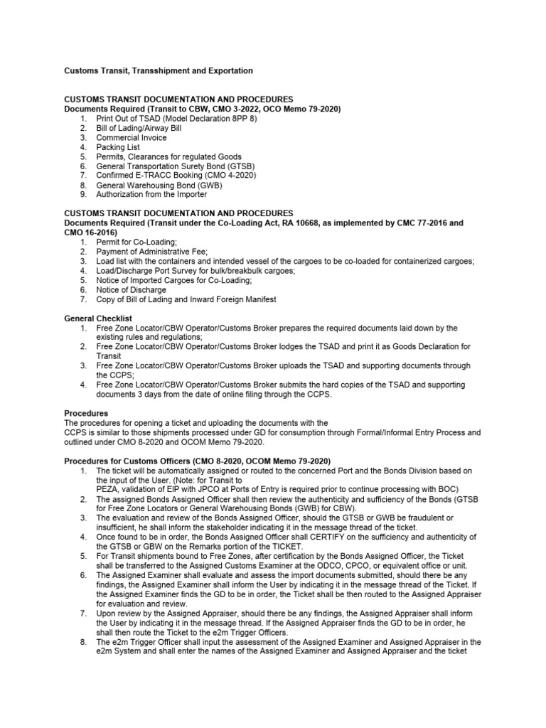 CDP Transit and Transshipment | PDF | Supply Chain Management | Freight ...