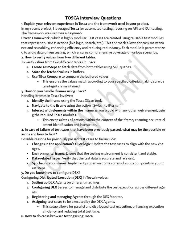TOSCA Interview Questions ToscaWithAnil | PDF | Software Testing ...
