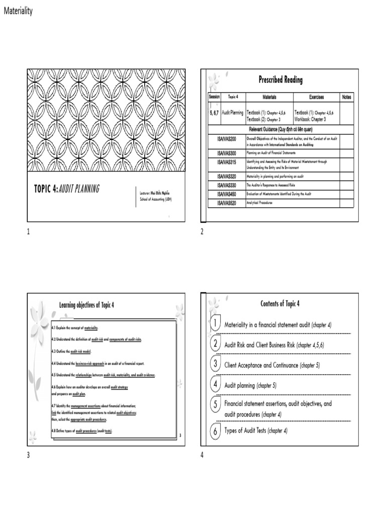 Topic 4 P2 - Materiality - Student 2022 | PDF | Audit | Financial Audit