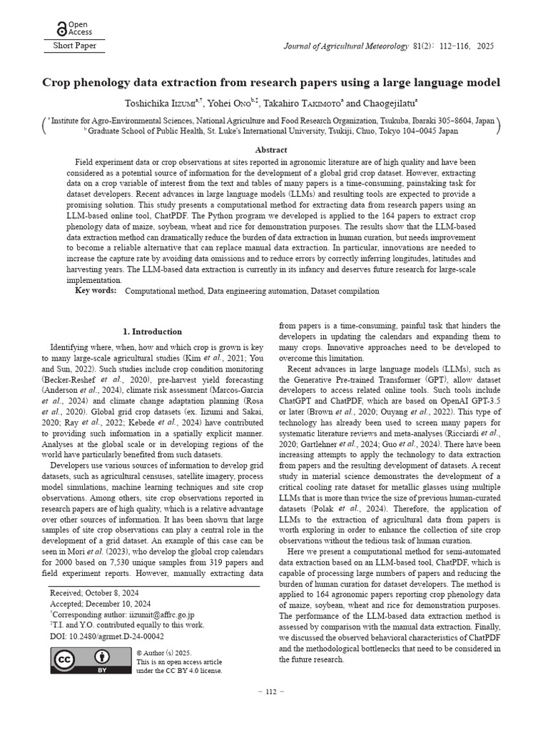 Crop Phenology Data Extraction From Research Paper | PDF | Data ...