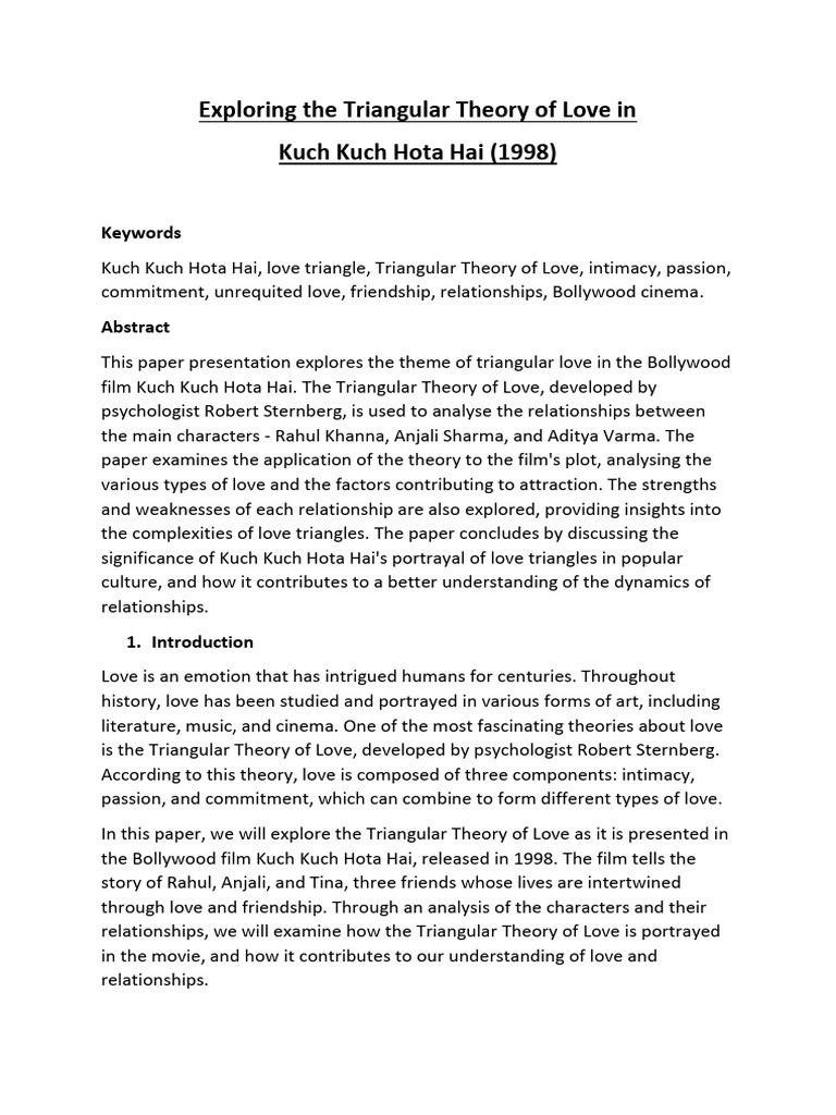 Paper Presentation (Theory of Triangle) | PDF | Love | Psychology