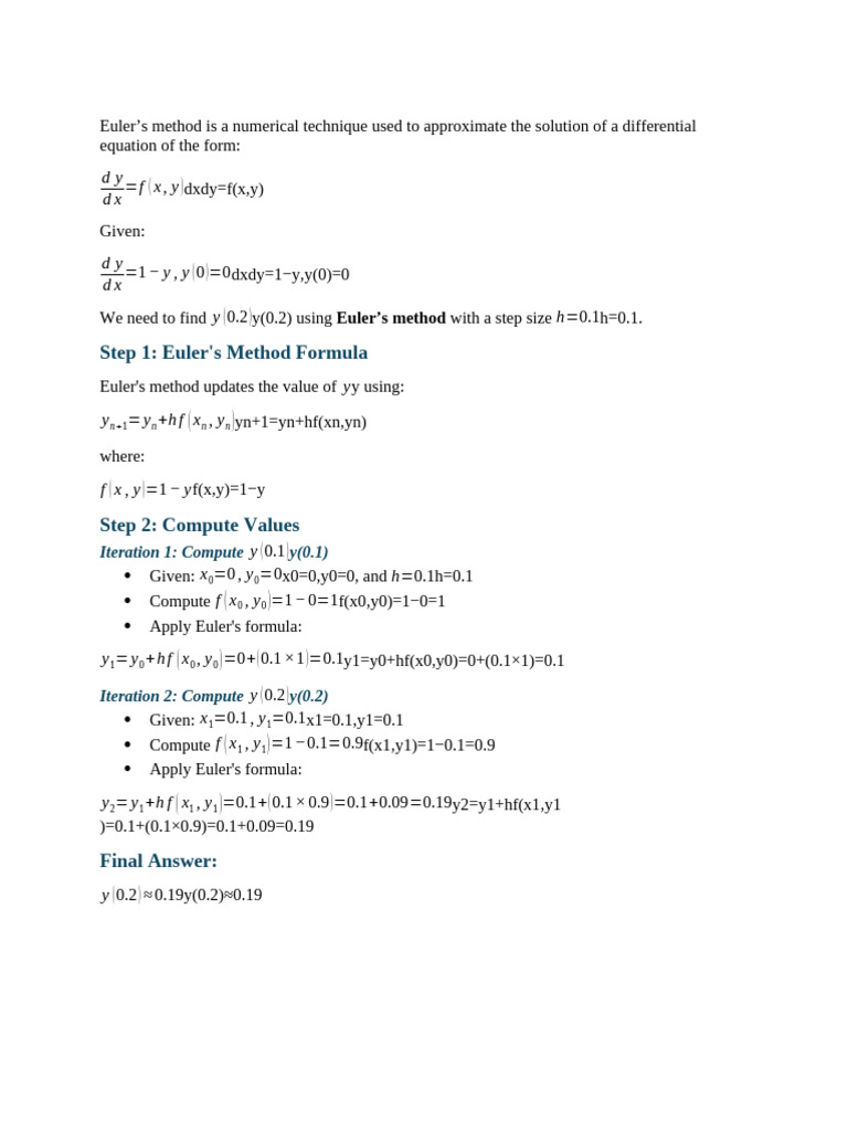 Euler S Method | PDF