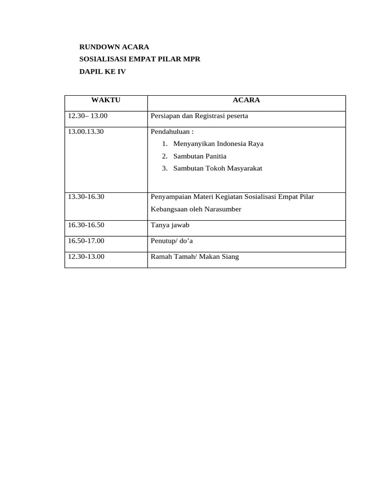 Rundown Acara | PDF