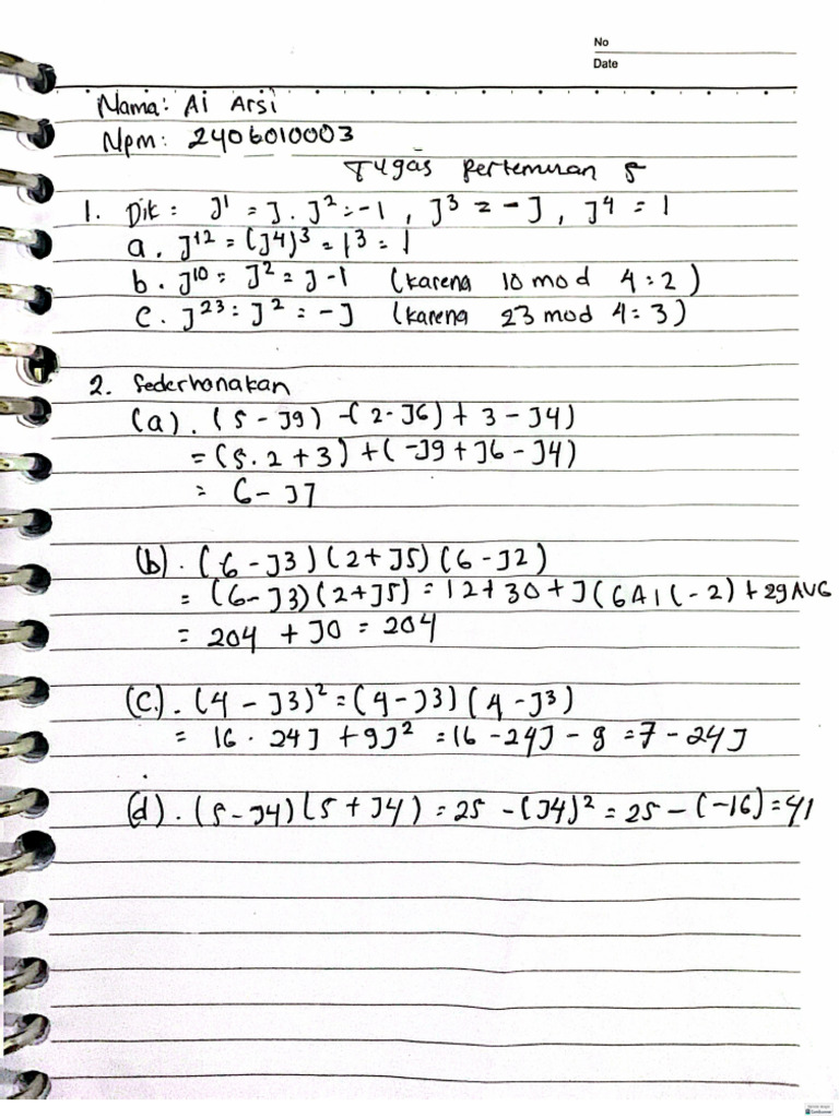 Al Arsi - 2406010003 MTK Teknik Tugas 5 | PDF