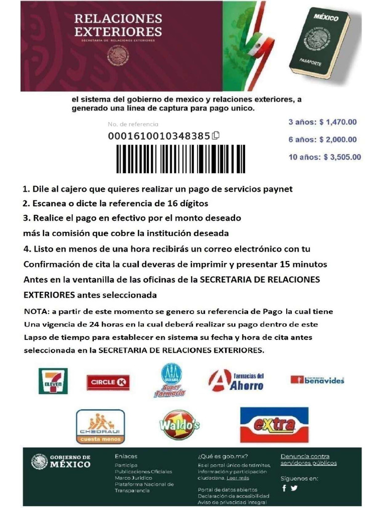 Pago Pasaporte Efectivo | PDF