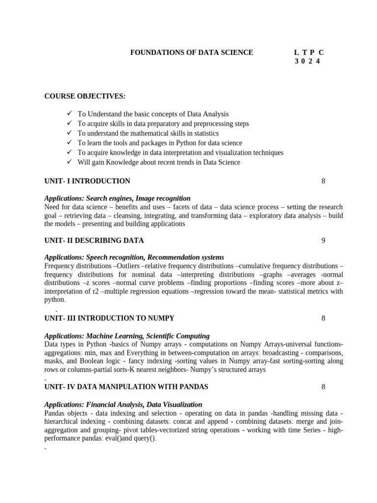 Foundations of Data Science | PDF | Data Science | Data Analysis
