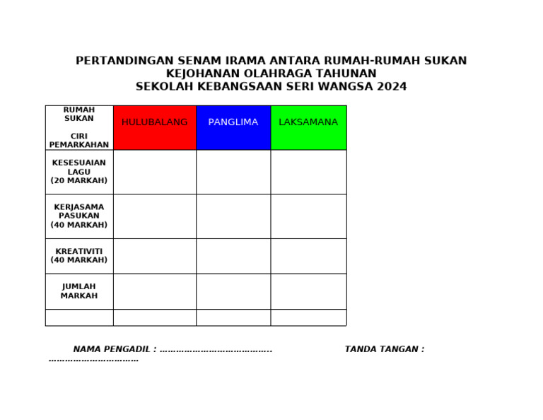 Borang Hakim Perbarisan | PDF