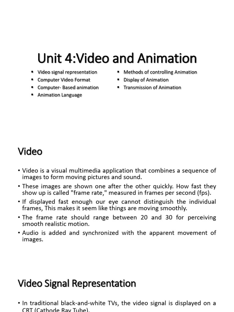 Chapter 4 Video and Animation | PDF | Video | Frame Rate