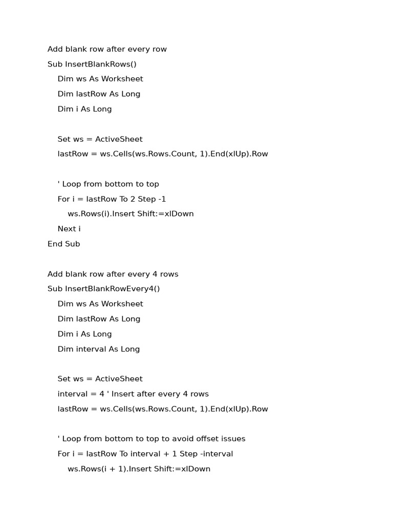 Add blank row after every row | PDF