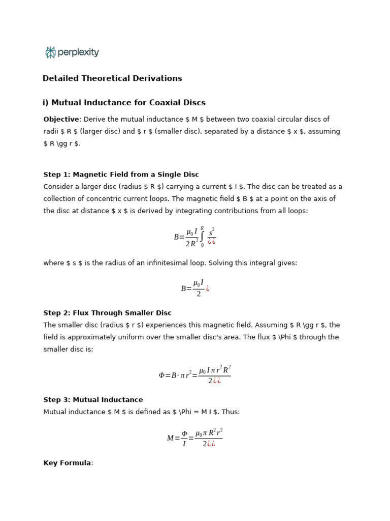 Detailed Theoretical Derivations | PDF | Inductance | Electromagnetism