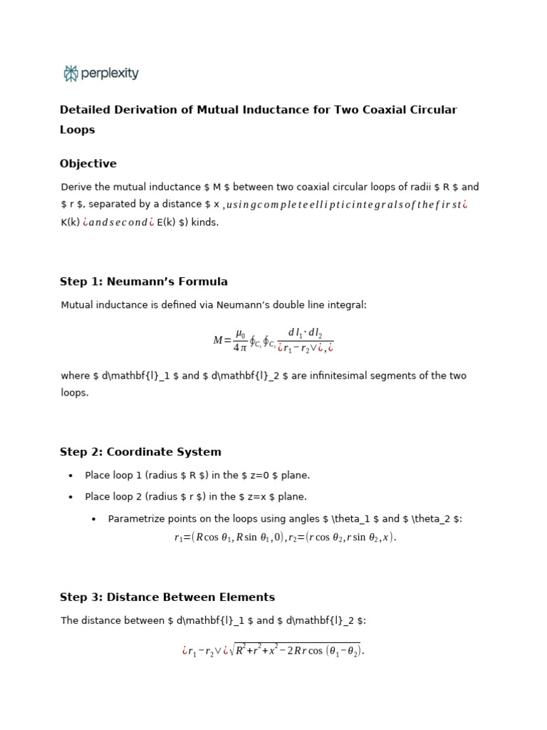 Detailed Derivation of Mutual Inductance For Two C | PDF | Mathematical ...