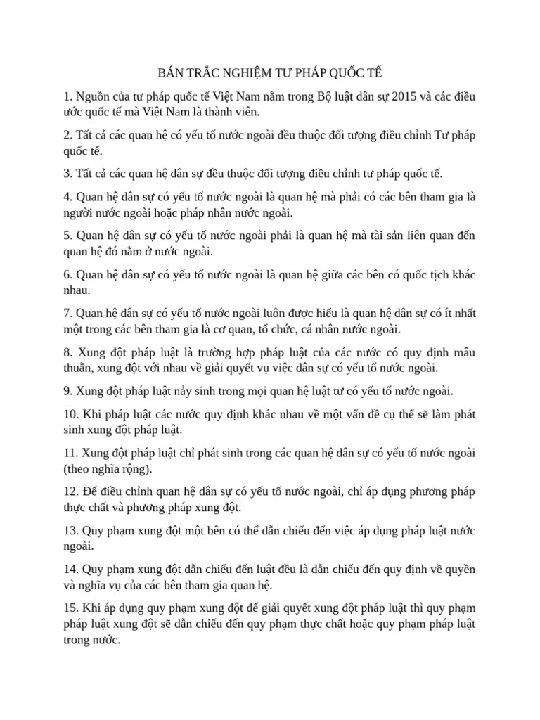 Bán trắc nghiệm TPQT | PDF