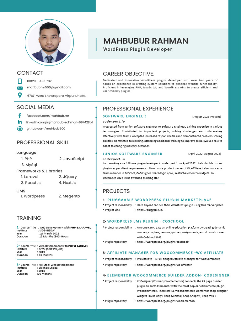 Zn3SpDXgzyJN Mahbub Resume | PDF | Word Press | Software Development