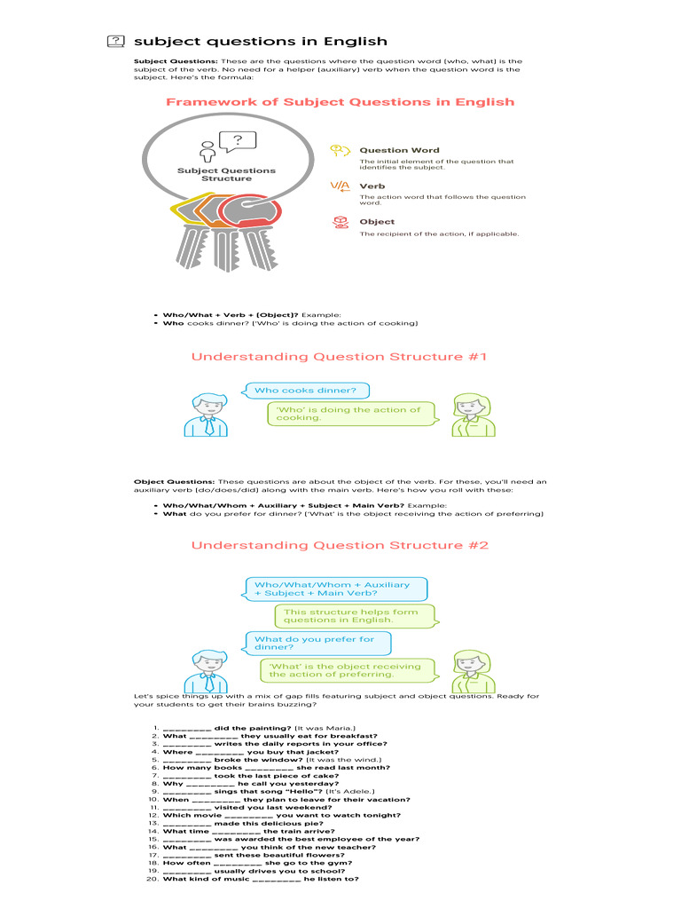 Subject Questions in English | PDF | Subject (Grammar) | English Language
