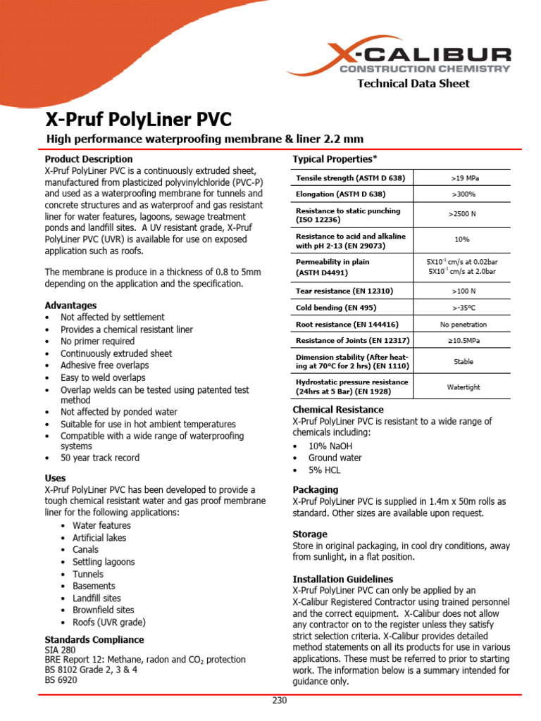 X-Pruf PolyLiner PVC المواصفات الفنية | PDF | Polyvinyl Chloride | Welding