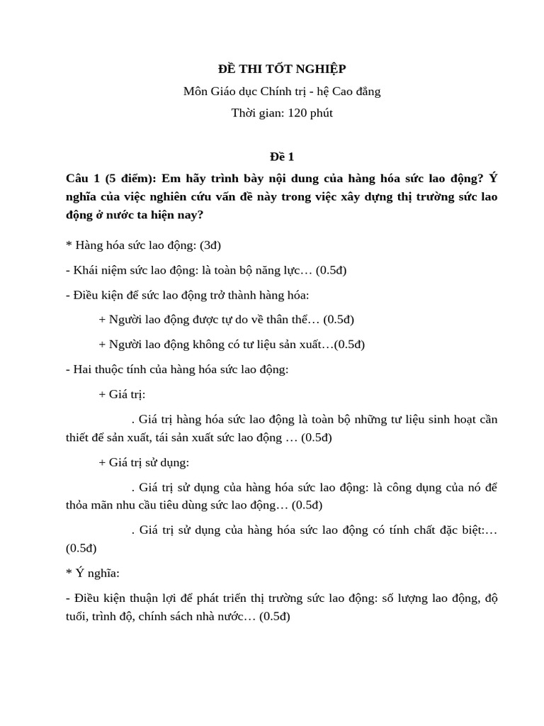 đáp án 3 đề thi TN GDCT | PDF