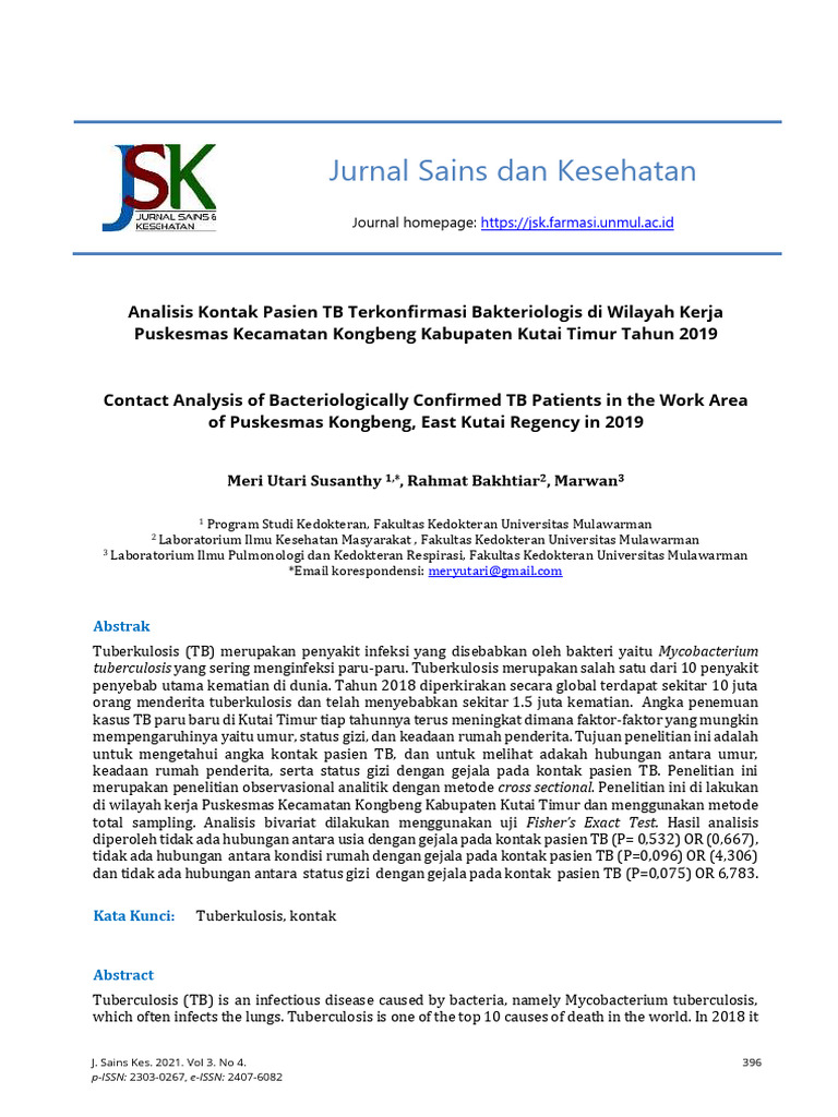 Jurnal Sains dan Kesehatan (J. Sains Kes.) JSK | PDF