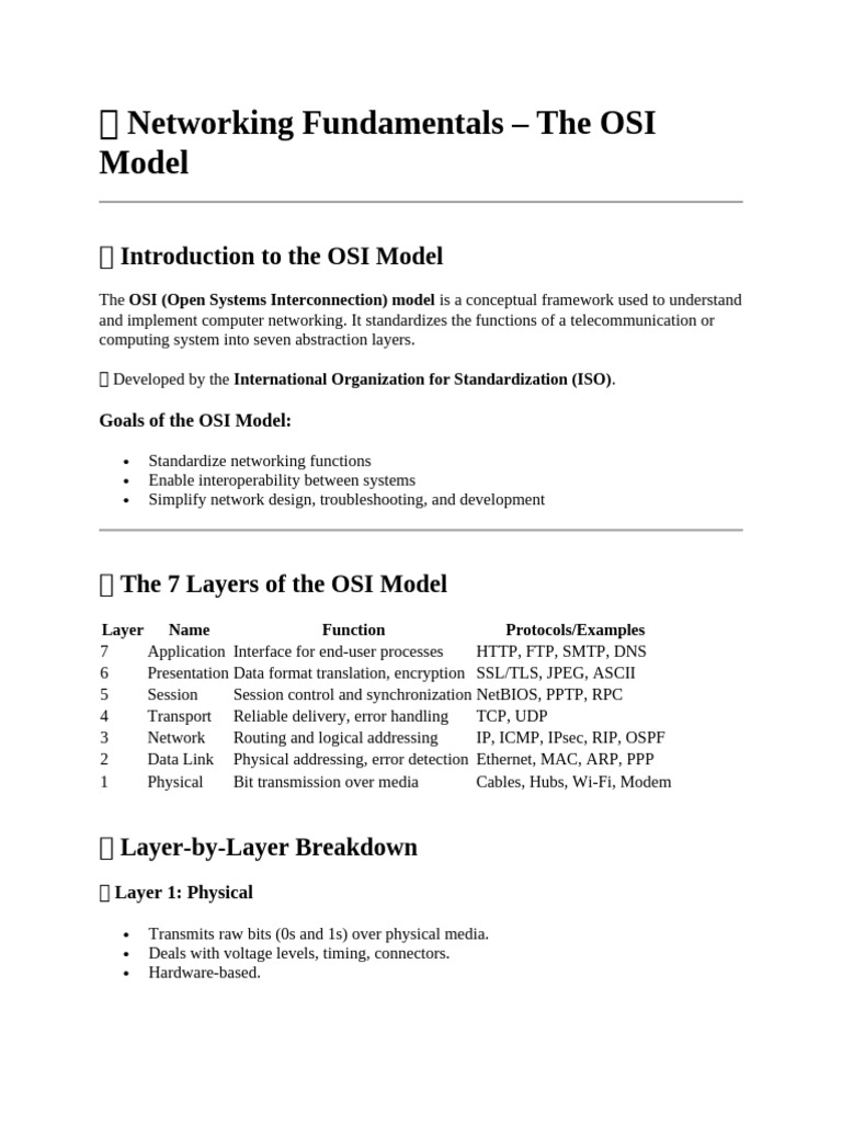 ? Networking Fundamentals Note | PDF | Osi Model | Internet Protocol Suite