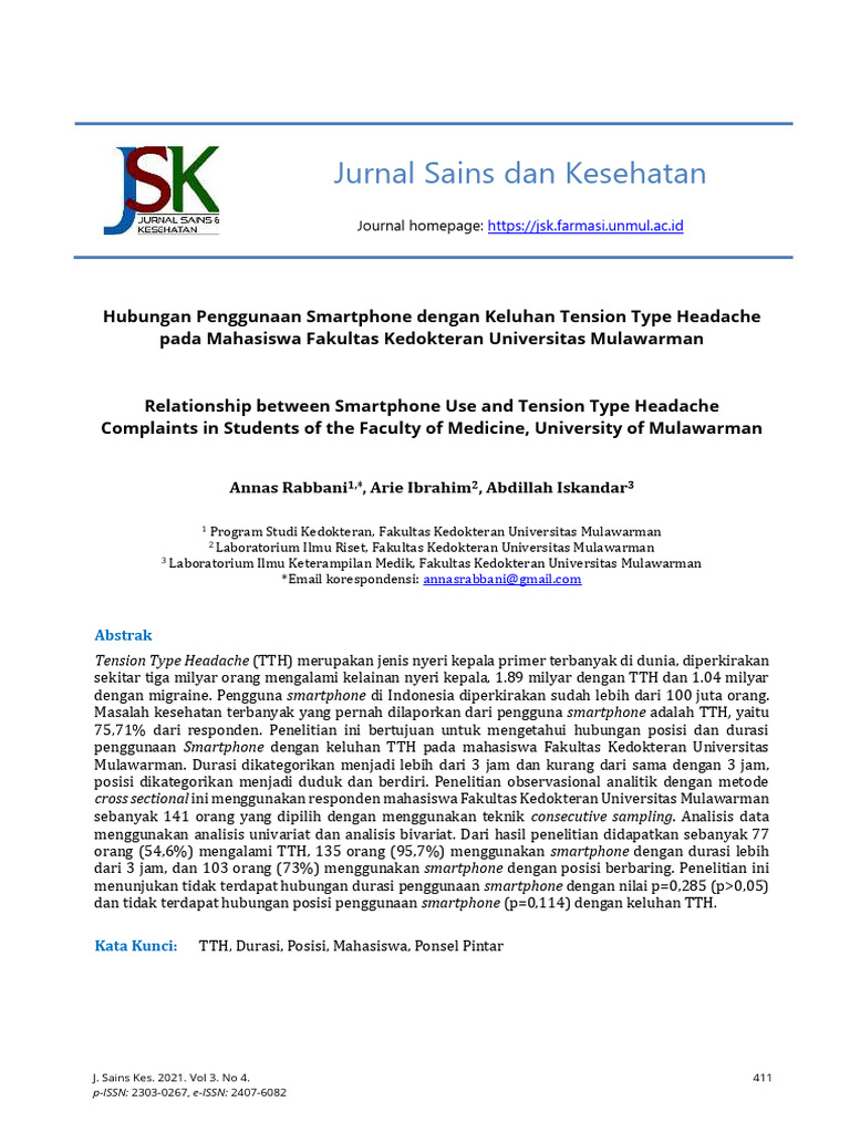 Jurnal Sains Dan Kesehatan (J. Sains Kes.) JSK | PDF