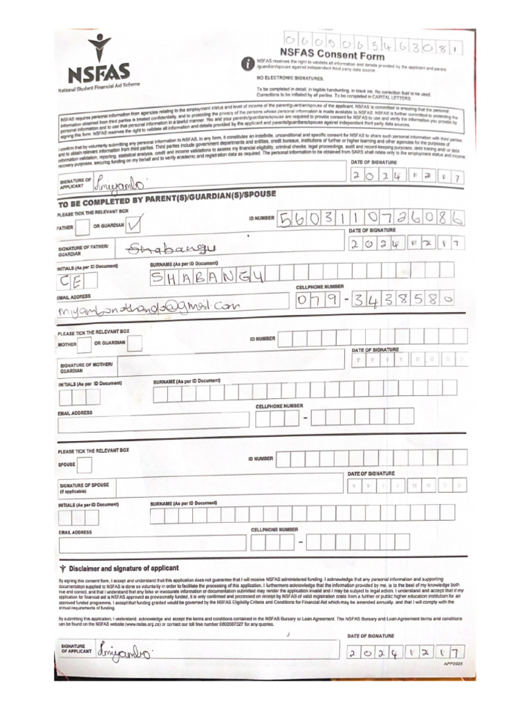 Nsfas Consent Form | PDF