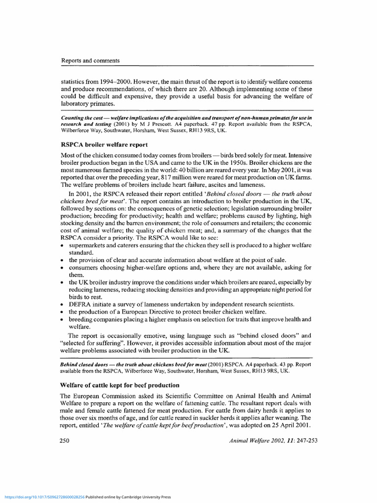 Rspca Broiler Welfare Report | PDF | Animal Welfare | Broiler