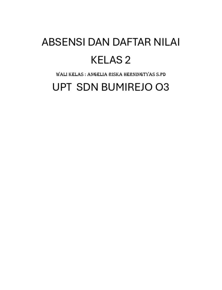 Cover Absensi Dan Daftar Nilai | PDF