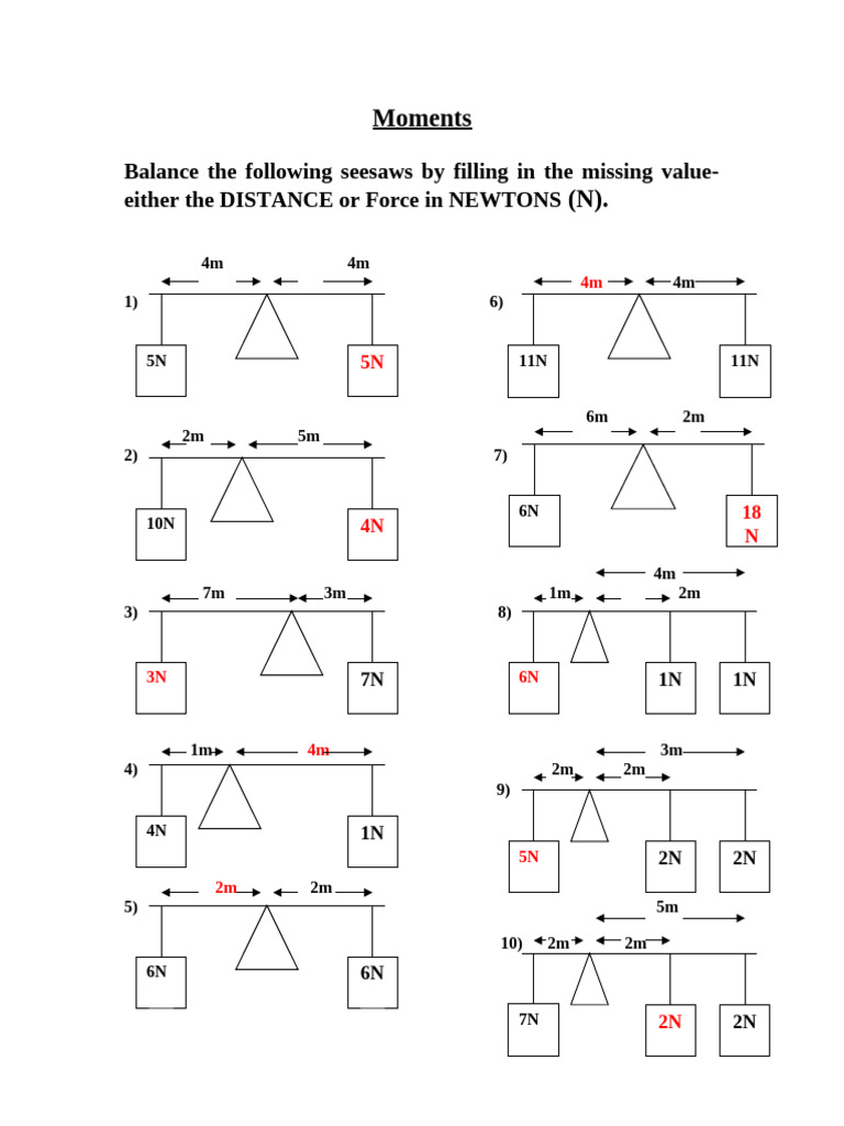 Seesaw Balance Problems and Solutions | PDF