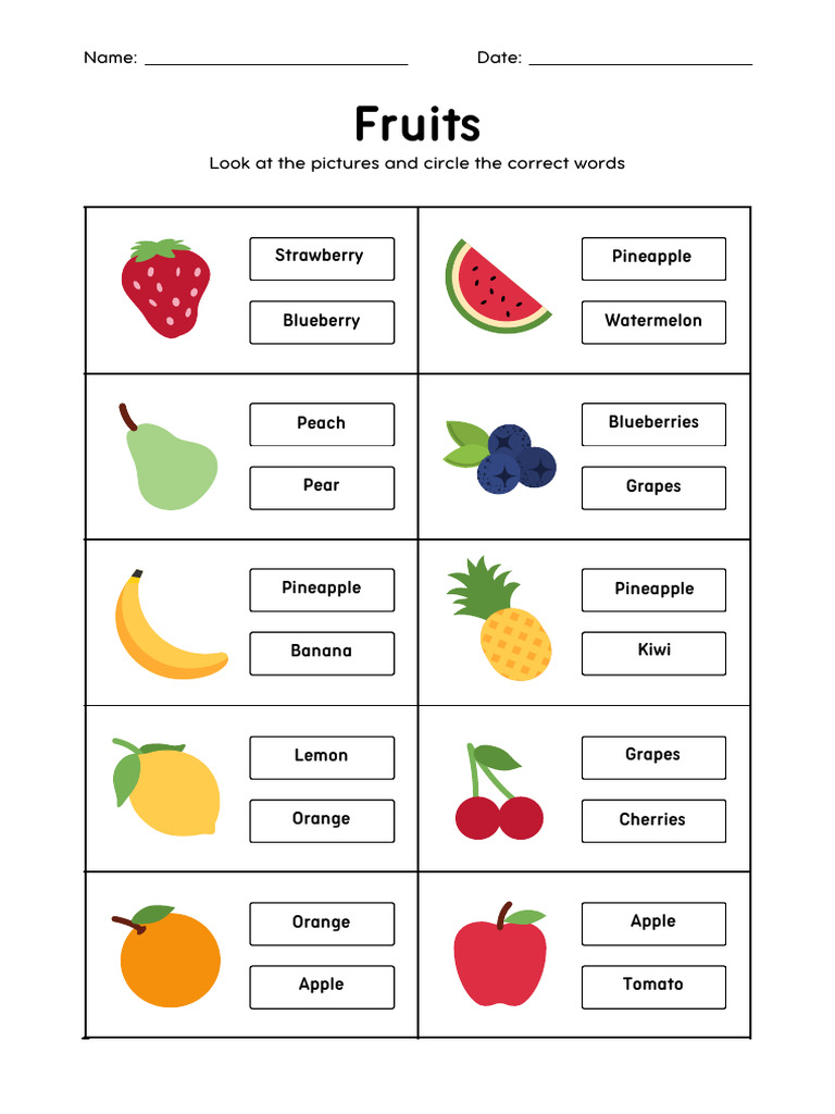 White Colorful Fruits Vocabulary Worksheet - 20250218 - 114043 - 0000 | PDF