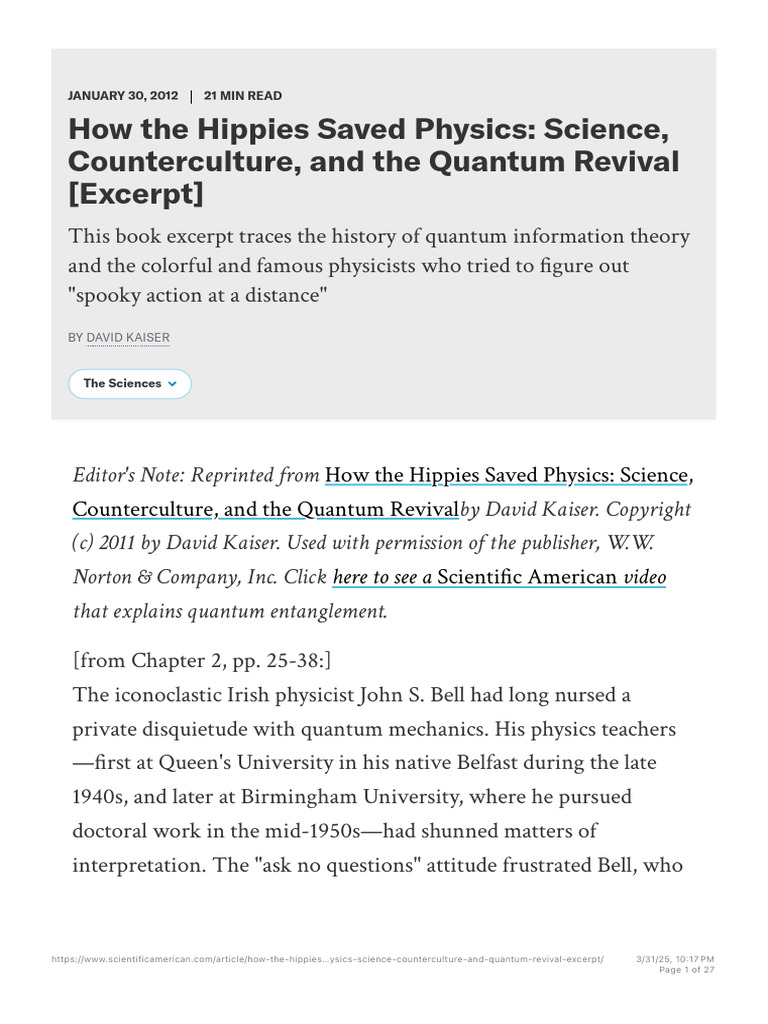 Hippies and the Quantum Revival | PDF | Spin (Physics) | Quantum ...