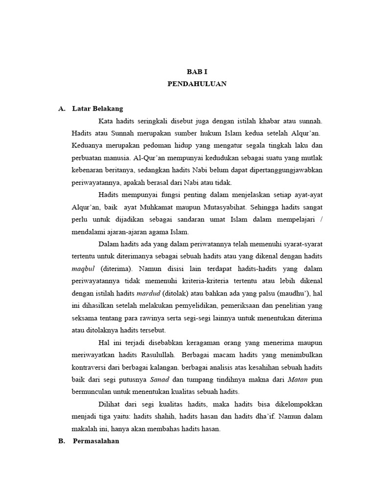 Pengertian dan Klasifikasi Hadits Hasan | PDF