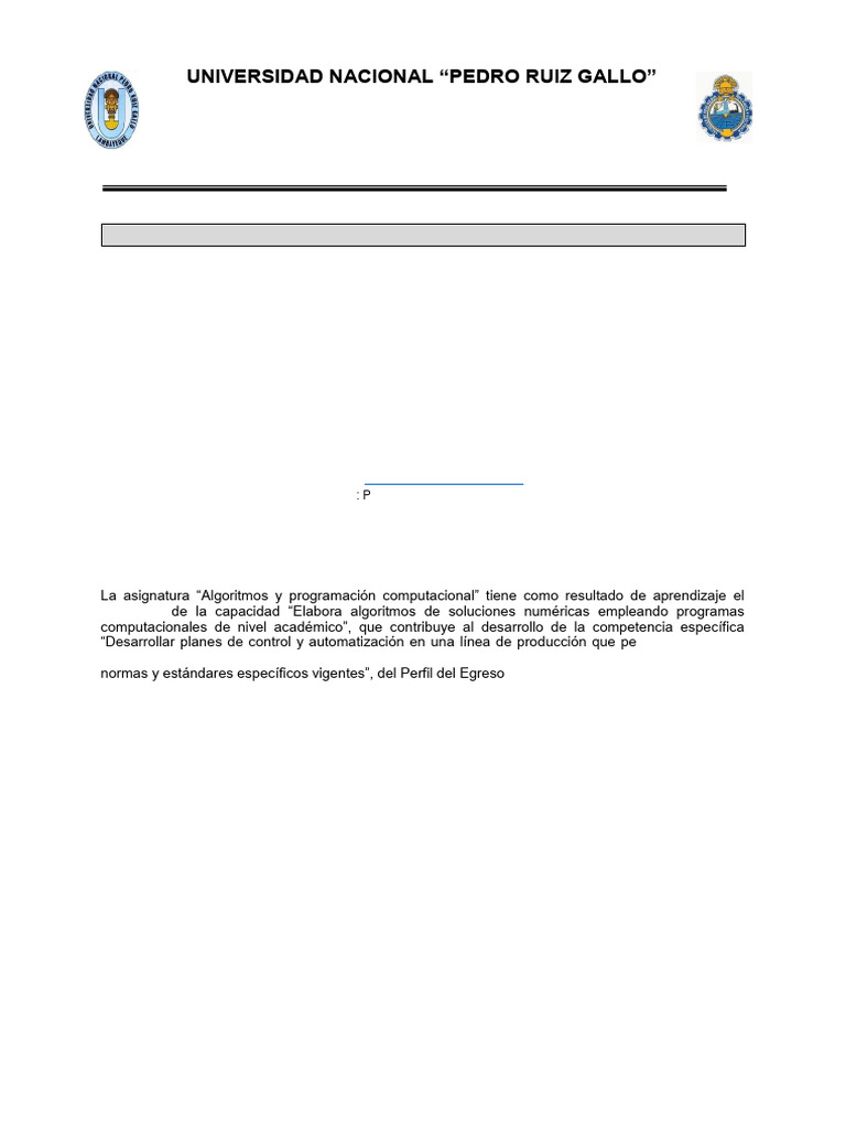 SILABO ALGORITMOS Y PROGRAMACION DIGITAL 2025 1 | PDF | Aprendizaje | Rúbrica (Académica)