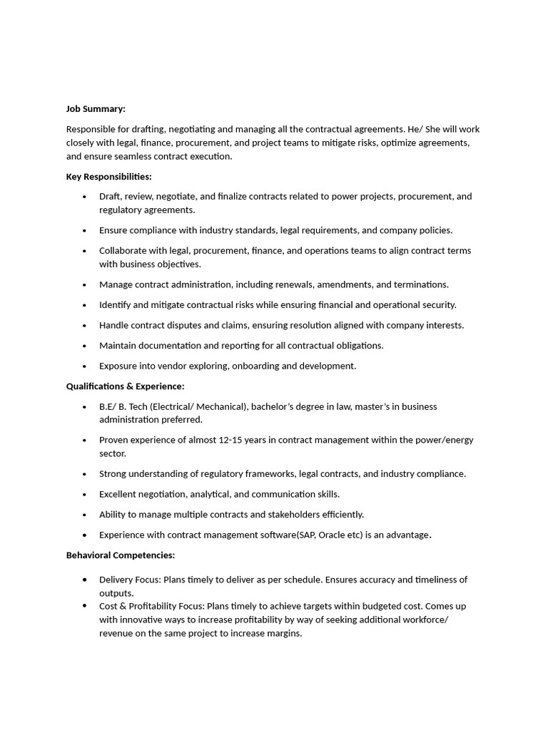 Contract Manager Pdf