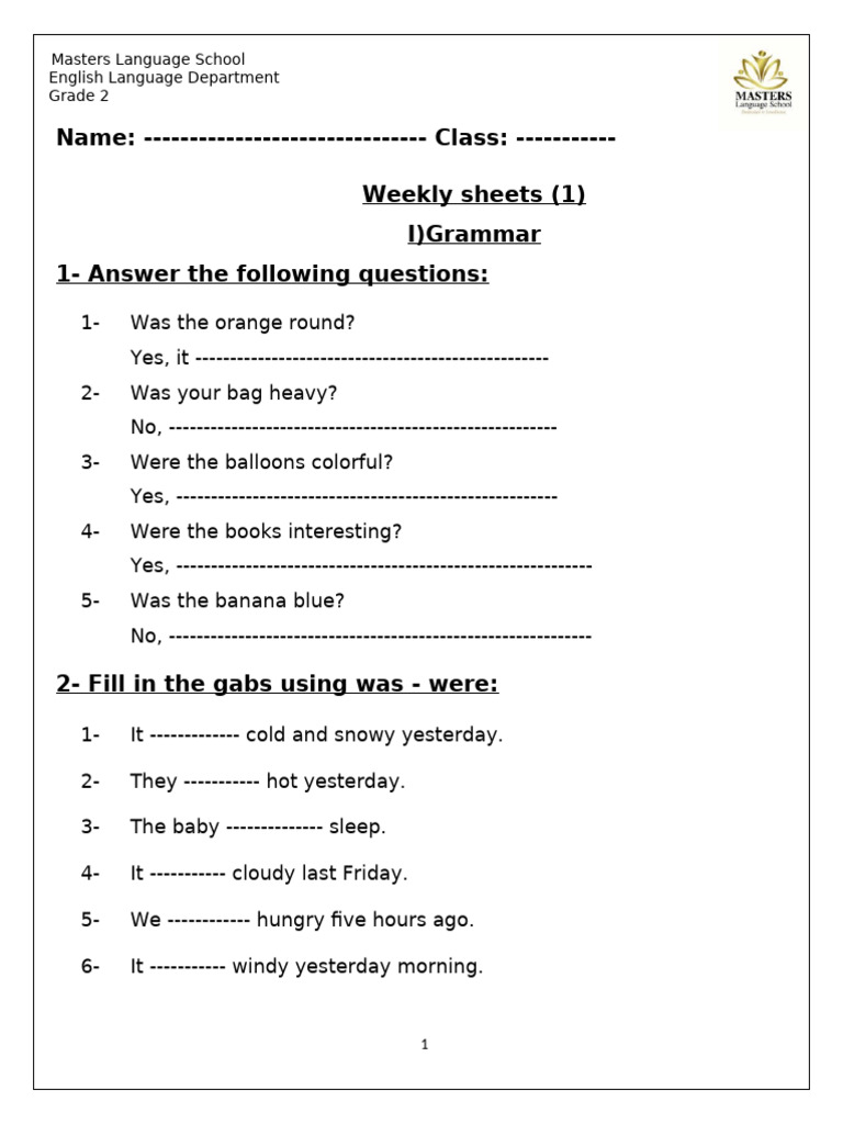 Grade 2 - weekly sheet1 | PDF