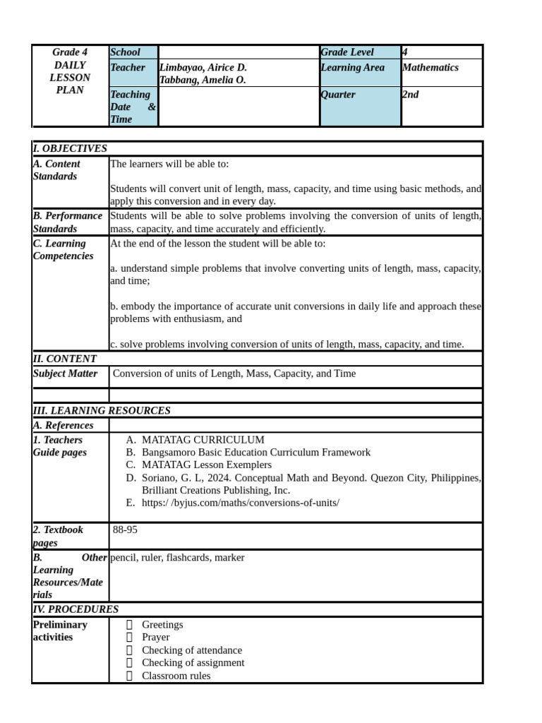 DLP Unit-Conversion Math-2 24 1 2 2 1 | PDF | Kilogram | Litre
