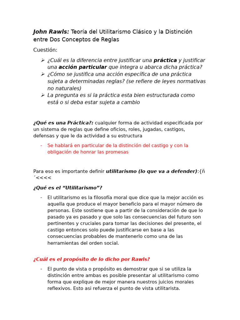 Dos Conceptos de Reglas de Rawls | PDF | Utilitarismo