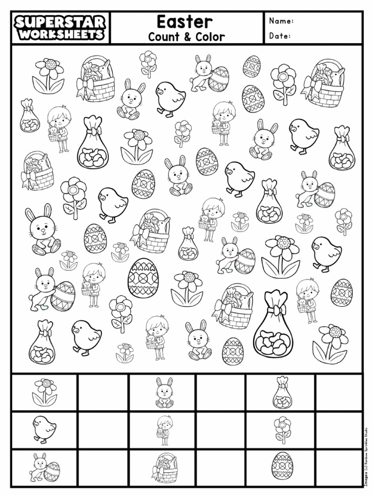 Easter Count Color Worksheet | PDF