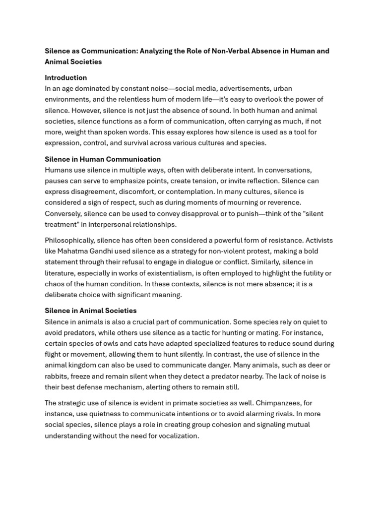 Silence As Communication | PDF | Silence | Communication