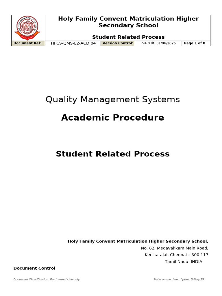 HFCS-QMS-DP-ACD 04 - Student Related Process (V4.0) | PDF | Teachers ...