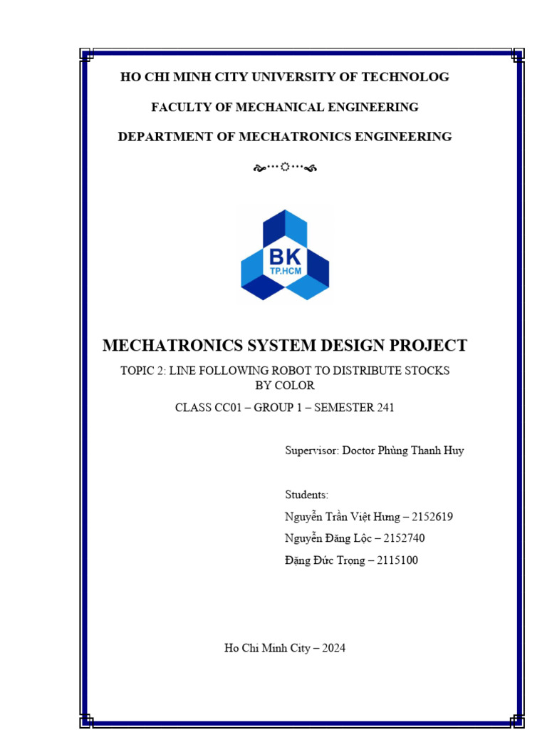 Mechatronics System Design Project Report | PDF | Color | Quadratic ...