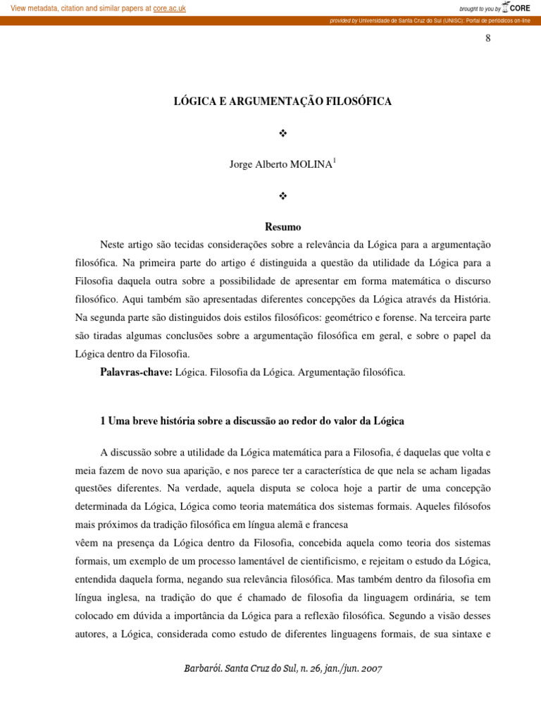 Logica e Argumentacao Filosofica | PDF | Lógica | Matemática