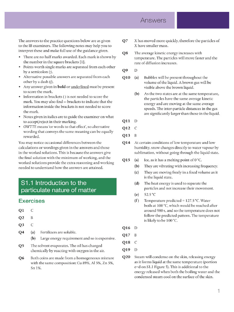 Pearson IB Chemistry Textbook 2023 ANSWERS | PDF