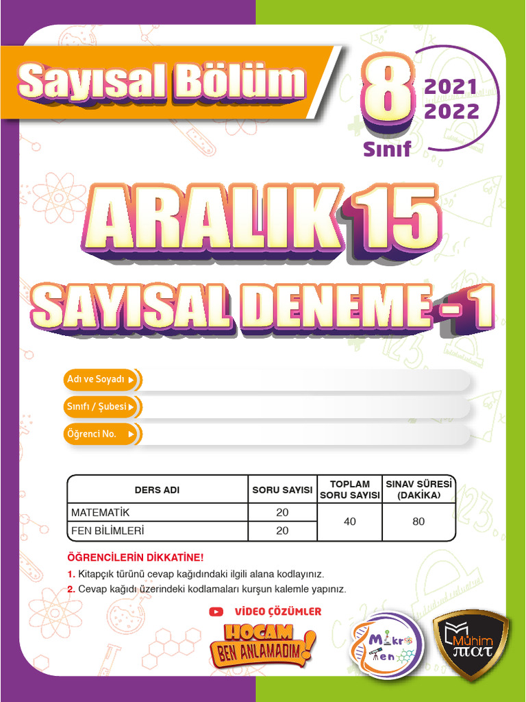 Mozaik Yayınları 15 Aralik Sayisal Deneme - 1 | PDF