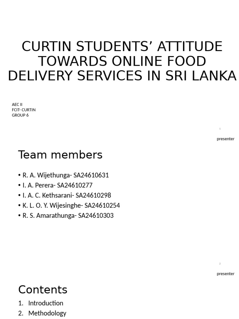 Curtin Students' Views on Food Delivery | PDF