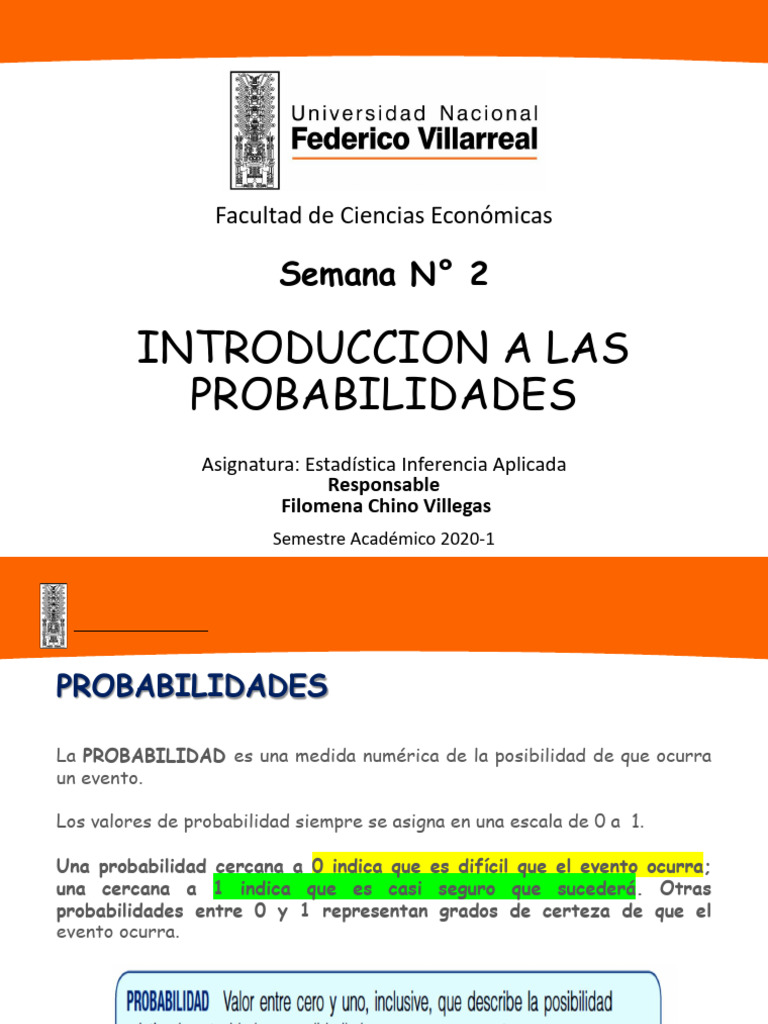 Semana 1-INTRODUCCION A LAS PROBABILIDADES | PDF | Teoría de probabilidad | Probabilidad