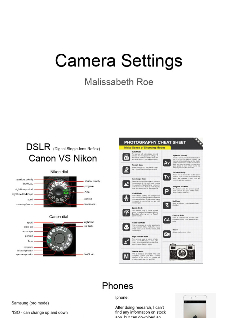 Camera Settings | PDF | Camera | Shutter Speed