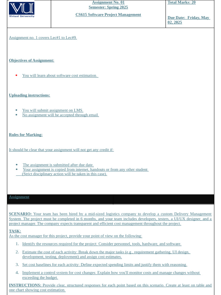 Spring 2025 - CS615 - 1 (BSCS) . | PDF