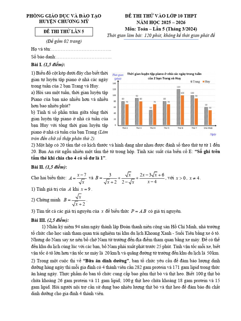 De KTCL Toan 9 - Lan 5 | PDF
