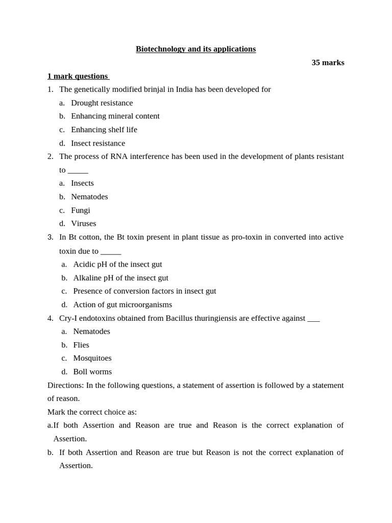 Biotechnology and Its Applications | PDF | Genetically Modified Organism | Biochemistry