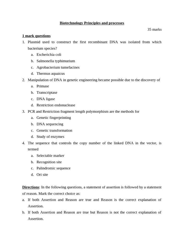 Biotechnology Principles and Processes | PDF | Molecular Cloning | Plasmid